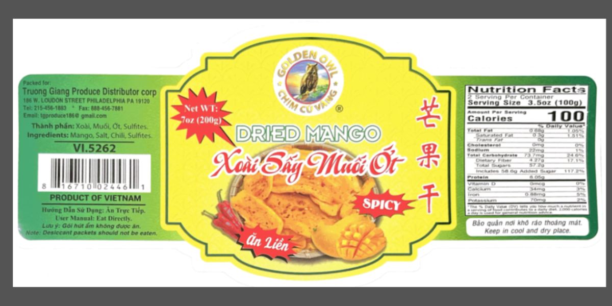 Dried Mango Packets Recalled Over Labelling Issues & Sulfites Presence ...