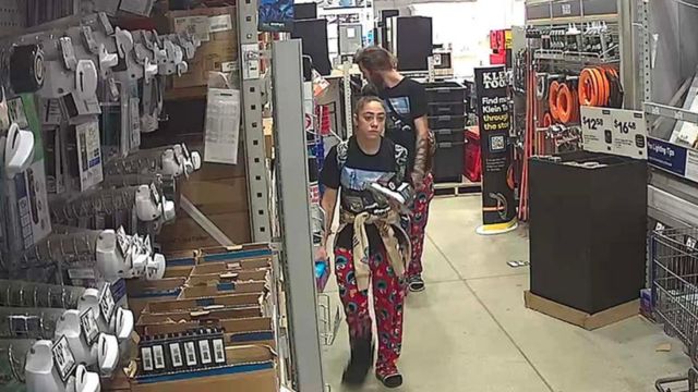 During an attempted armed robbery at a hardware shop, a Florida couple was wearing matching ...