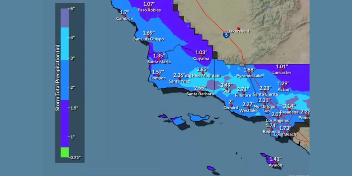 Weather Map of Southern California identifies the cities Hardest hit by ...